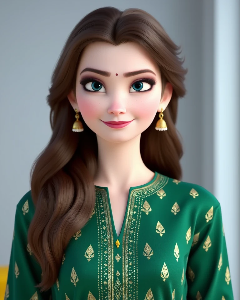 A close-up portrait of Elsa from Frozen, with flawless porcelain skin ...