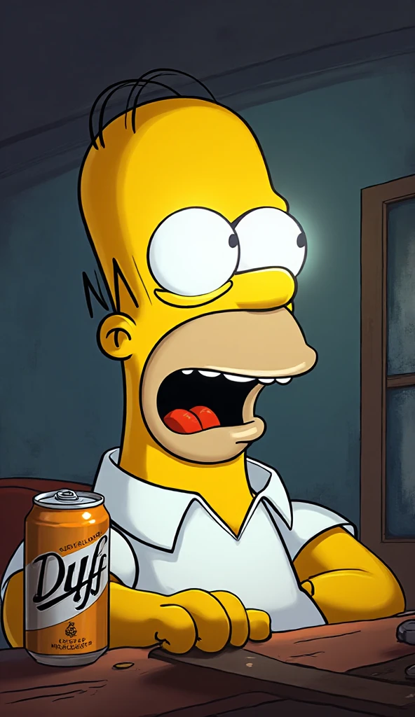 Simpsons style cartoon: Homer’s wide eyes reflecting the TV light ...