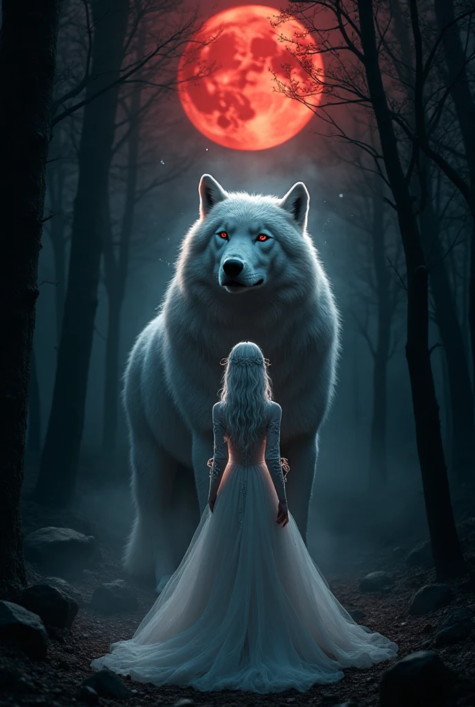 Epic night forest, dense dark trees, mist floating through branches ...