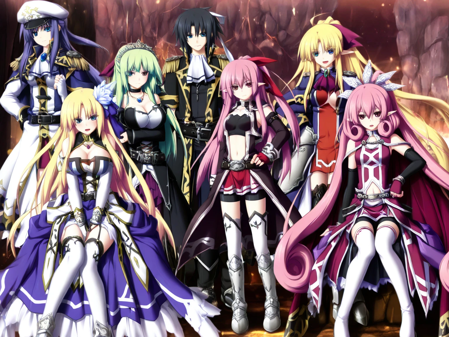 Eushully, ruinn, , purple eyes, blue hair, long hair, thighhighs ...