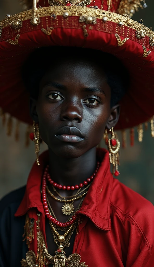 Hyperrealistic image of eleggua, The Afro-Cuban deity, she is a black ...