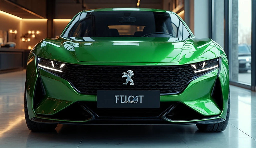 An ultra-realistic image of the (front) view with brand logo end of a ...