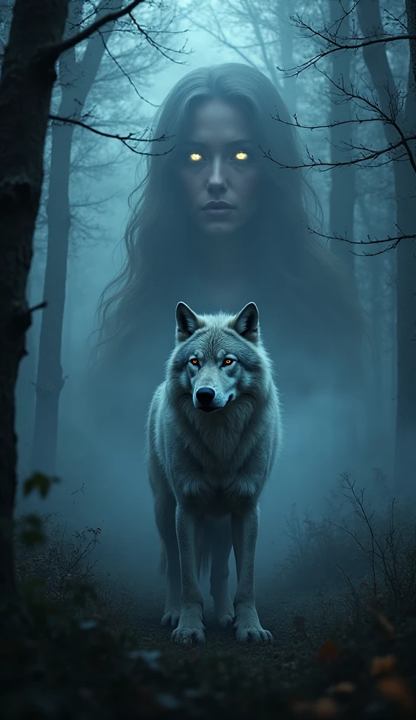 Mystical night forest, kaltes Mondlicht, dichter Nebel, volumetric haze ...