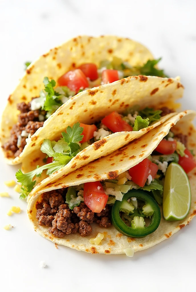 Crispy or soft corn tortillas filled with seasoned minced beef - SeaArt AI