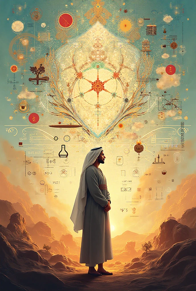 Designing a drawing of symbols of science for peace and development ...