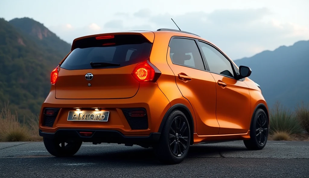 Back left side view of a ultra hd orange Tata nano cx ultra stylish ...