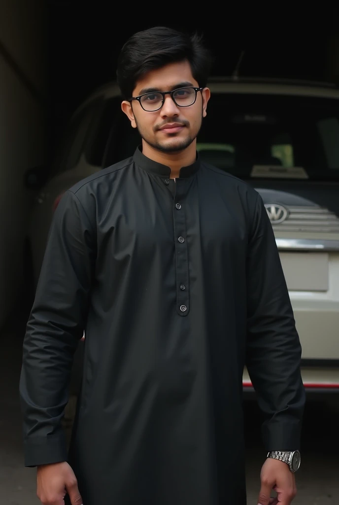 Handsome young man in traditional black shalwar kamees and hand black ...