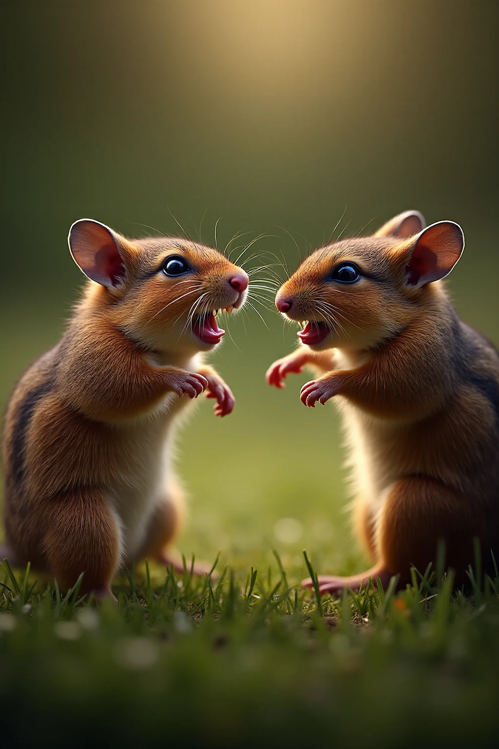 Hamsters vs chipmunks、hamsters and squirrels facing each other - SeaArt AI