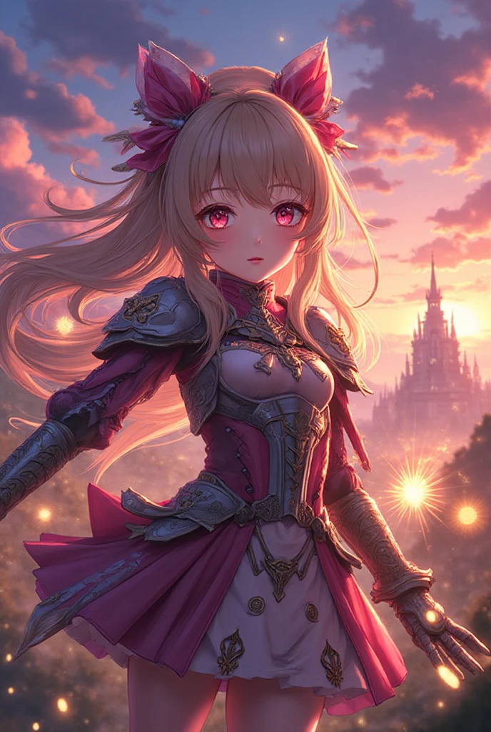 Cute anime girls in isekai war setting, main character with big eyes ...