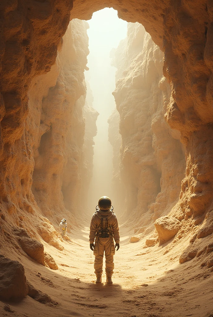 A picture of a spaceman resembling humans living under the sand - SeaArt AI