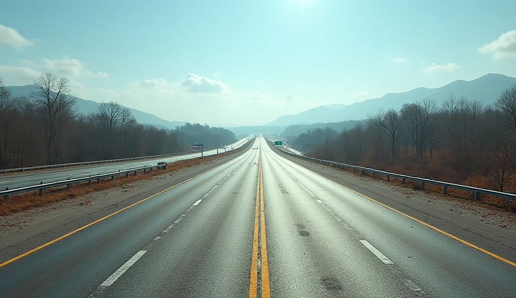 Ultra-detailed cinematic composition capturing abandoned highway ...