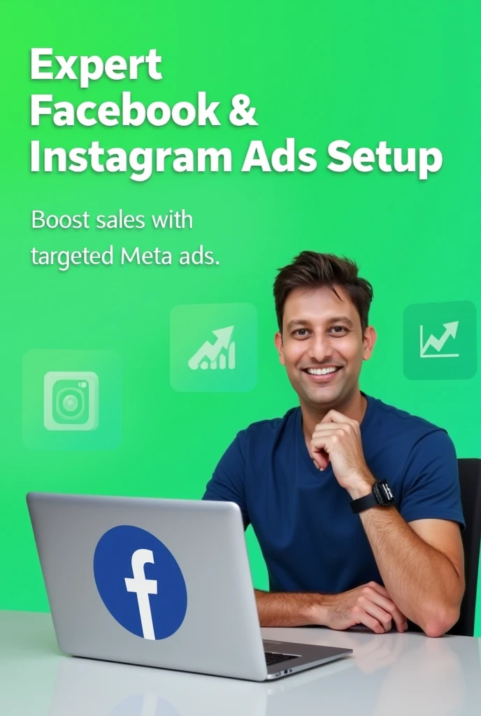 A professional digital marketing freelancer sitting confidently at a ...