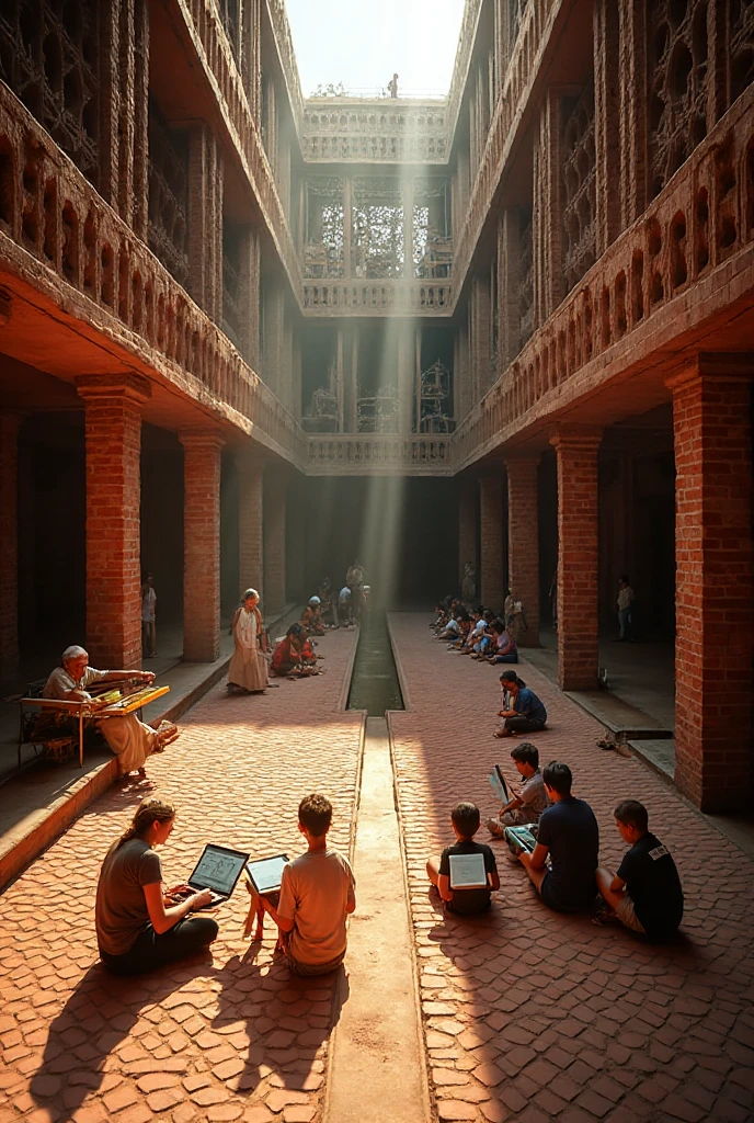 Interior architectural view of a community courtyard in Bangladesh ...