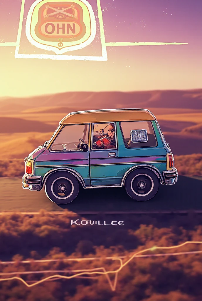 The car is driving up the ramp, there's an alarm on top, and music is ...