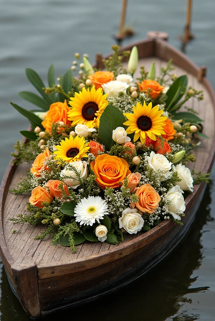 { "prompt": "A naturalistic flower arrangement displayed on a large ...