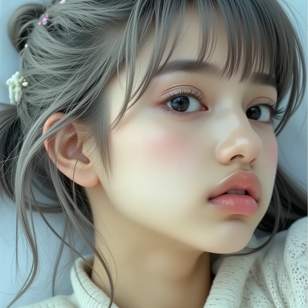 Close-up of a girl lying down、nothing , masterpiece , anatomically ...