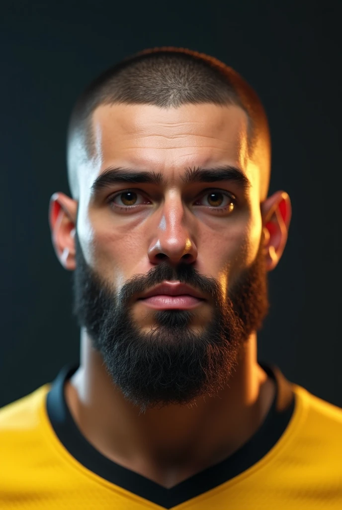 A highly detailed stylized 4K portrait of a male football player ...