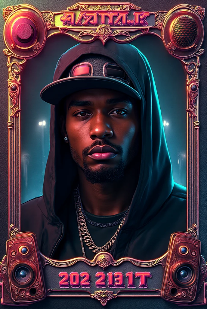 Urban hip-hop trading card design with a consistent style: metallic ...