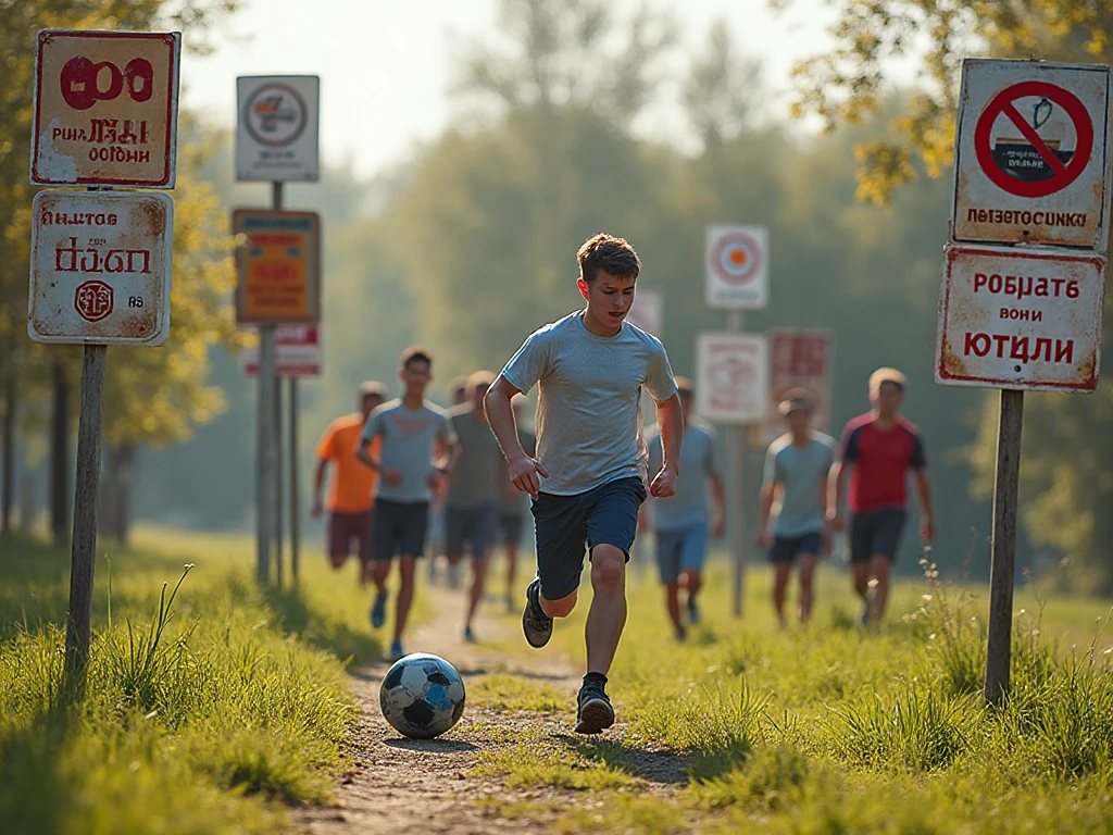 a 16-year-old boy is running with friends to play football,we are in ...