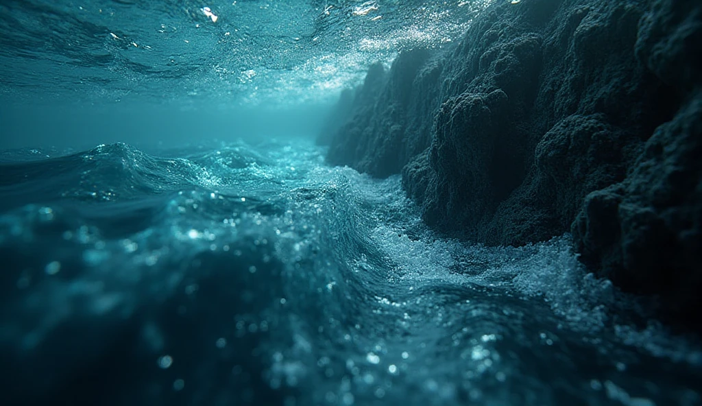 Dreamlike and serene. A close-up of deep-sea water currents flowing ...