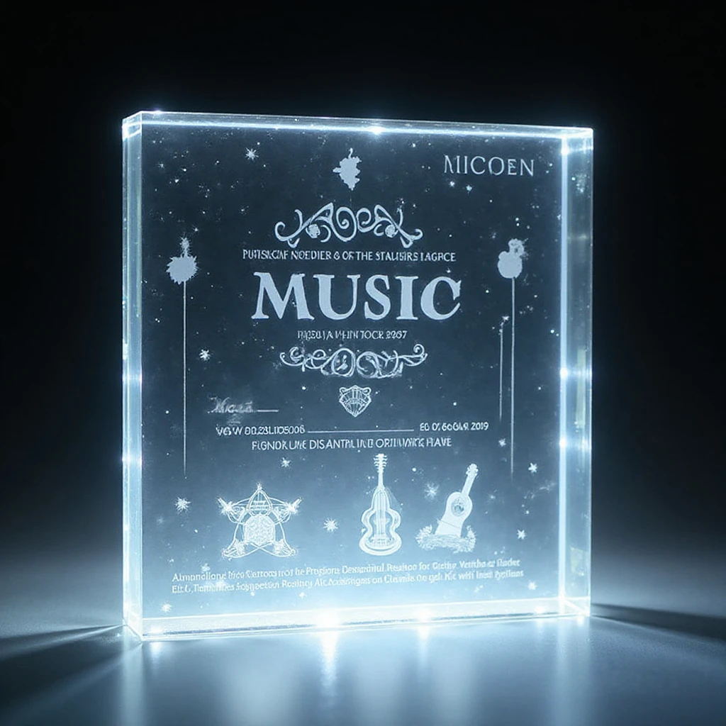 Make an elegant blank certificate made of unique and cool crystal glass ...