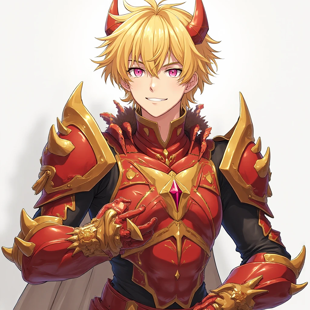 A male character in anime style, wearing dragon armor. The armor is ...
