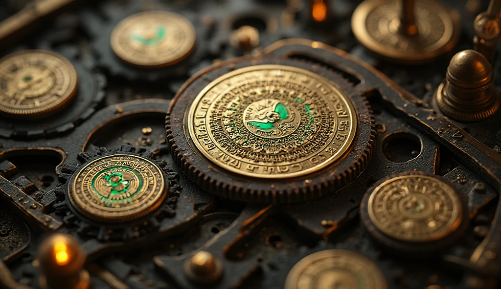 "A highly detailed, photorealistic, macro shot of a complex steam ...