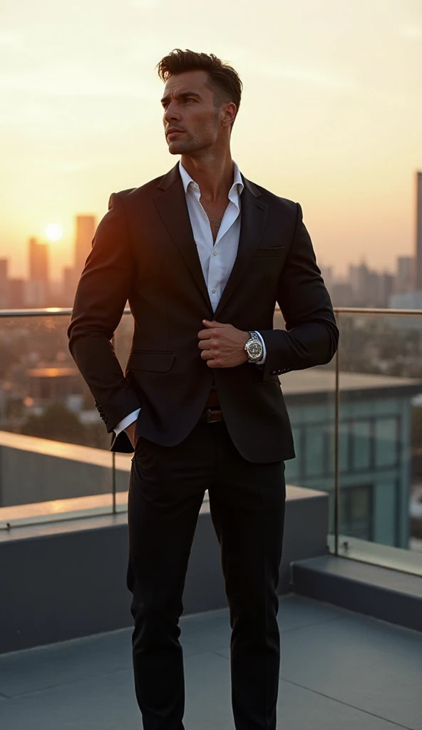 Full-body ultra-realistic image of a luxury male model with a gym ...