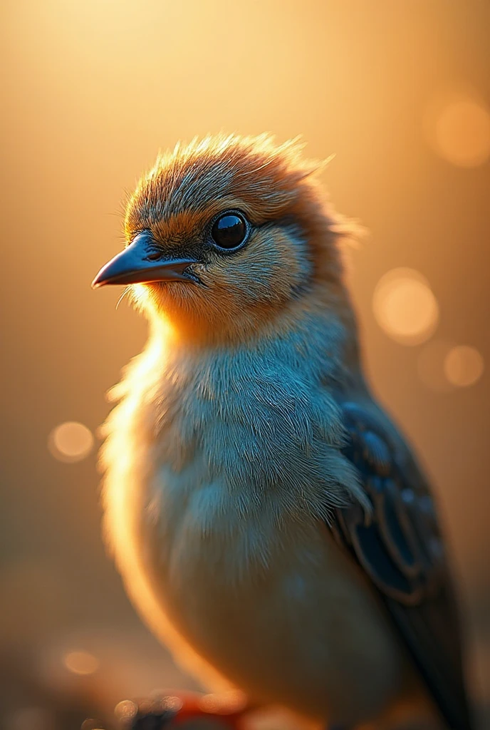 A mesmerizing close-up portrait of a gorgeous little bird illuminated ...