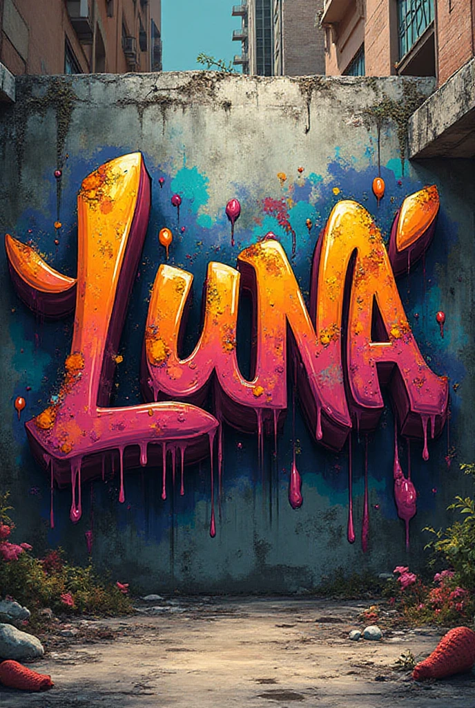 Create a wild style graffiti with the name Luna - SeaArt AI