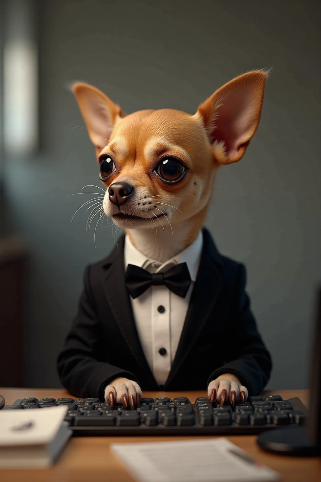 Scene 1 — camera goes to Rio, who stands with his paws at the desk ...