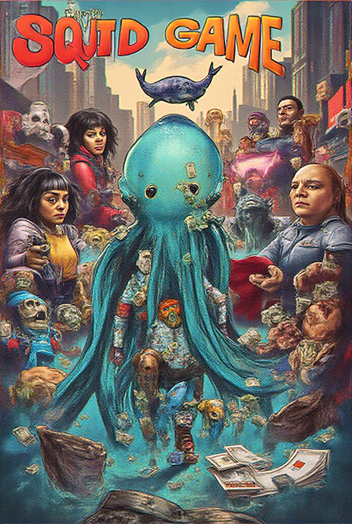 Comic meme, vibrant colors, The squid game + inflation and loss of ...