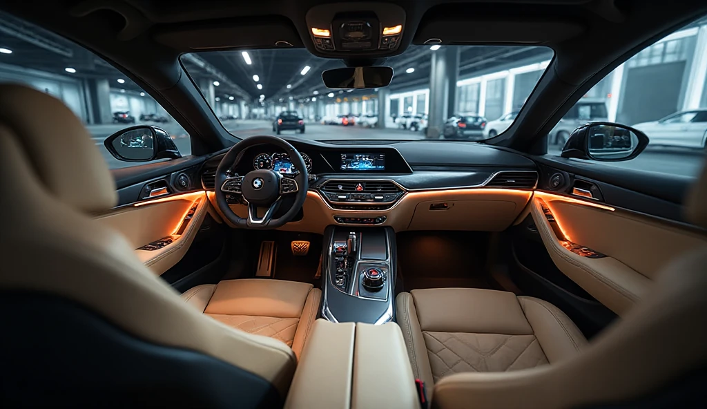 Ultra realistic 2026 BMD M8 interior, luxury showroom lighting - SeaArt AI