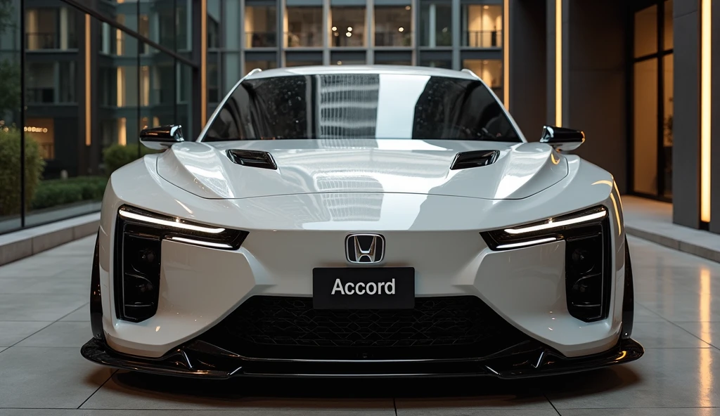 Front view of the 2025 Honda Accord in white features a striking finish ...