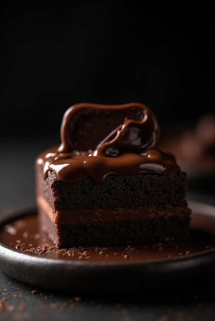 Cinematic chocolate scene, chocolate cake, dark background, high ...