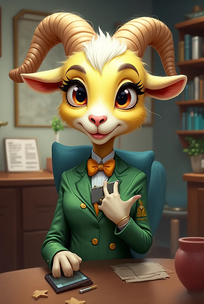 A female lively and cute lawyer goat with a viberent colour - SeaArt AI