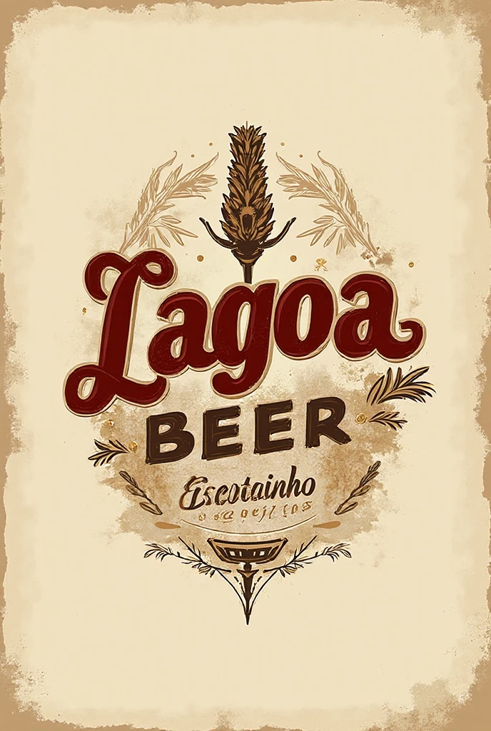 Make a logo with the title "Lagoa Beer" and subtitle "Espetinho e ...
