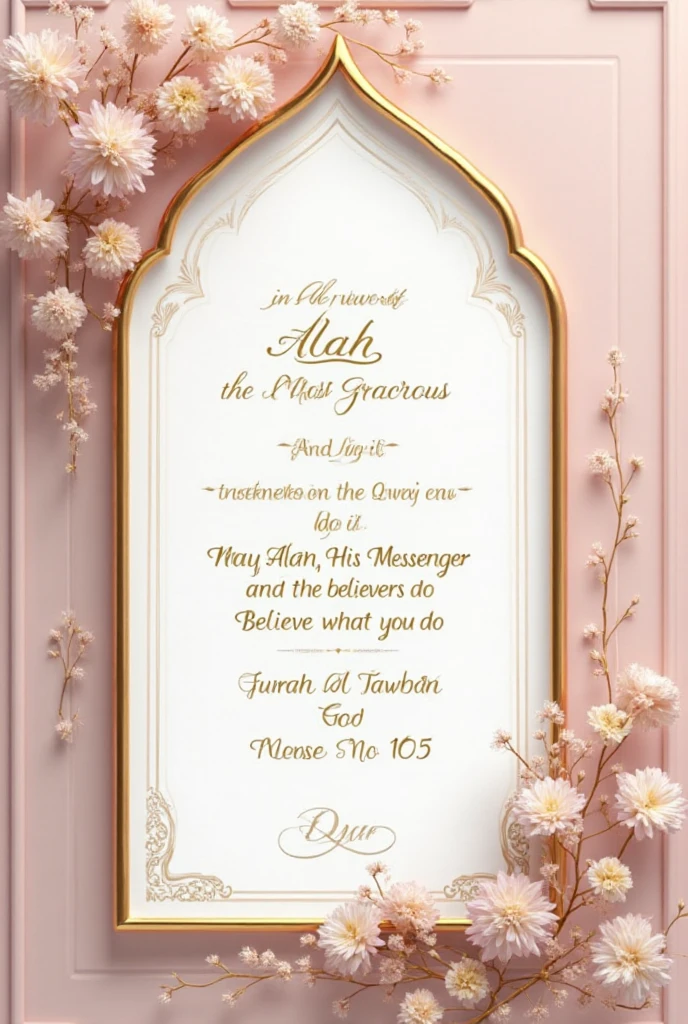 Create a picture of the following ( in a thin rose frame with the ...