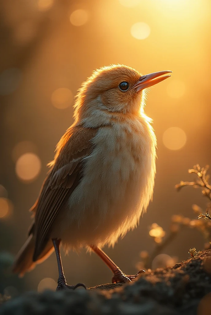 A fascinating close-up of a beautiful little bird, illuminated by the ...