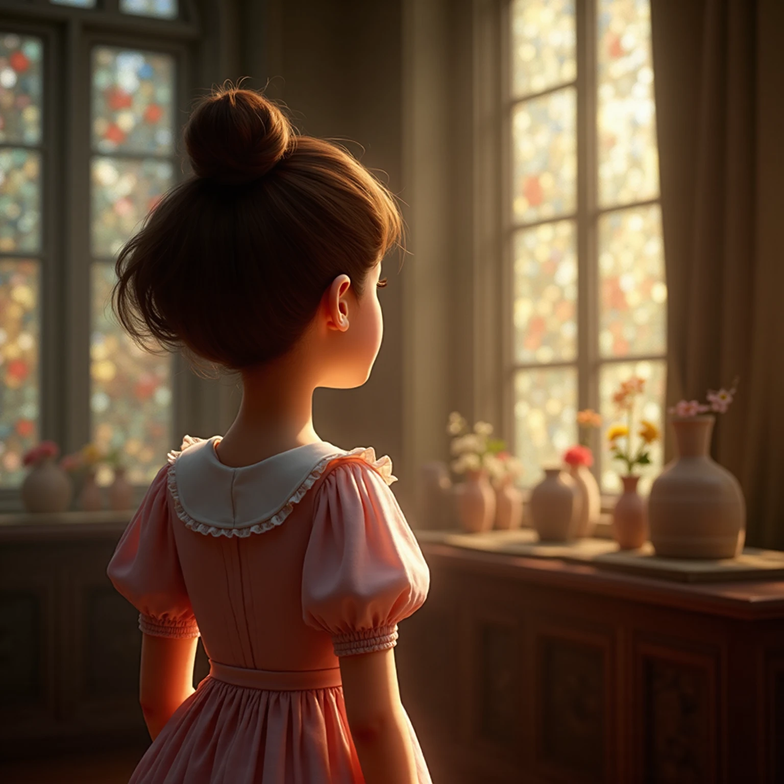 Alta qualidade, 8k Ultra HD, semi realistic image. A girl around 8 ...