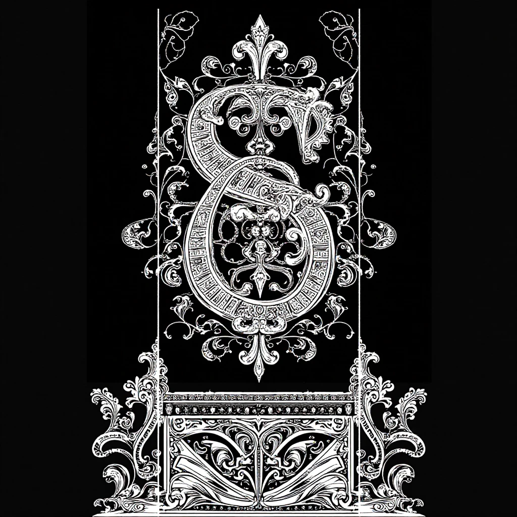 Logo, Monogram, black and white , in Kazakh Old Style on which is ...