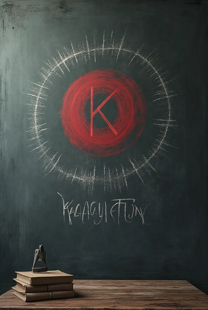 A school blackboard with the word "Koagulation" written in chalk and ...