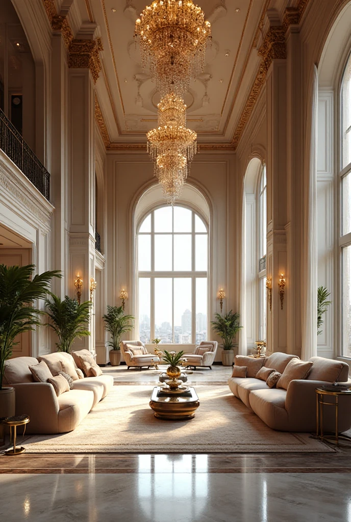 Scene 6 – Living Area Luxury Wide interior shot revealing the main ...