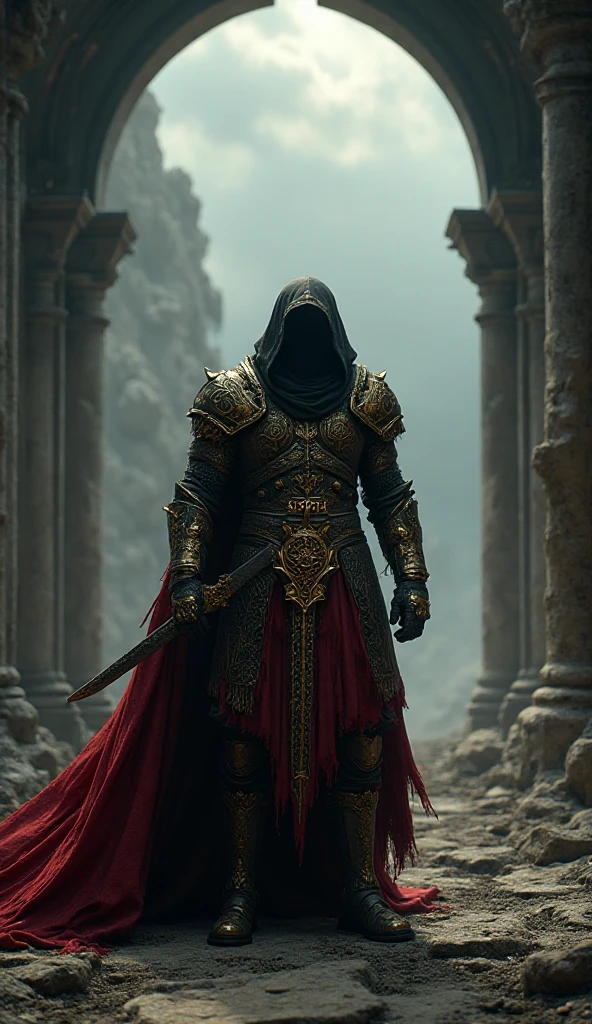 Ultra-realistic dark fantasy cinematic scene, a mysterious hooded ...