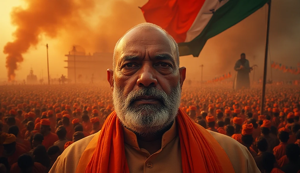 A powerful cinematic political documentary thumbnail featuring a Indian ...