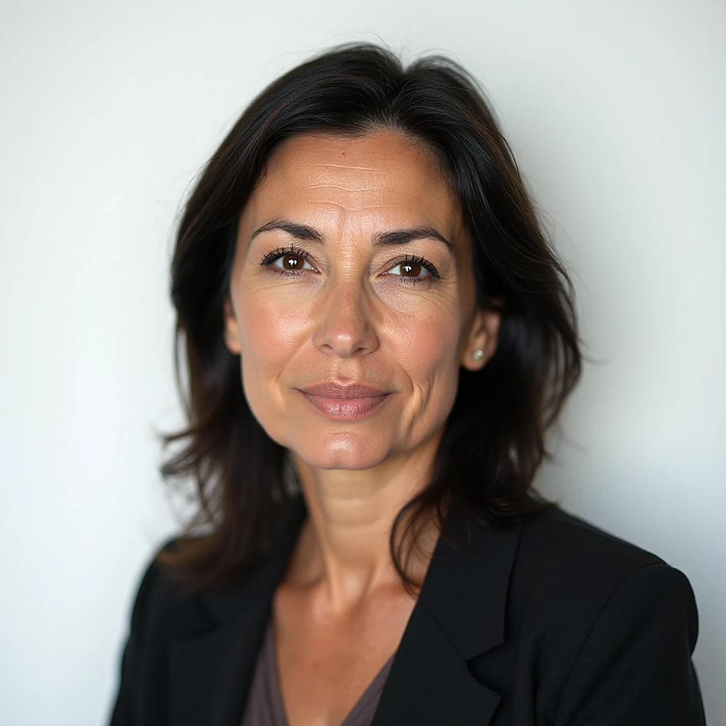 Create a passport photo of 45-year woman on a white background - SeaArt AI