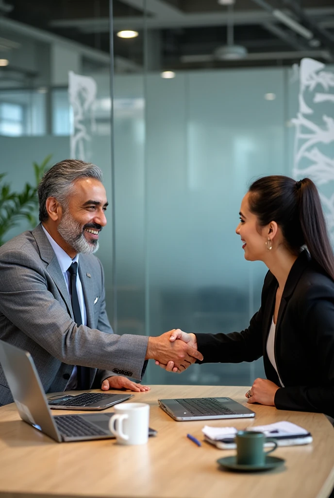 A high-quality, professional office photography of a successful Middle ...