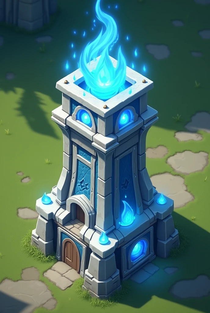 A vibrant, animated GIF displays a icey tower, possibly from a strategy ...