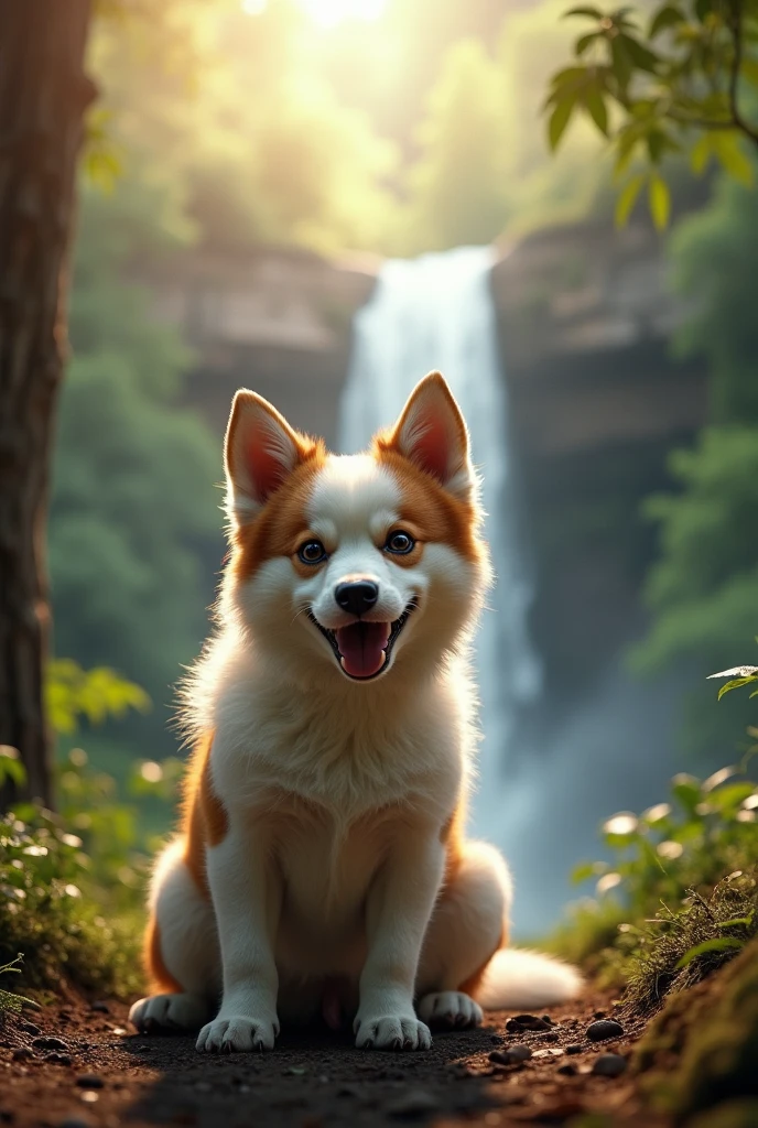 Cute but fierce dog, white and brown fur, same hero dog, ultra - SeaArt AI