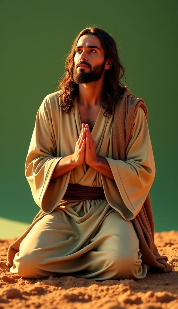 A hyper-realistic cinematic 9:16 vertical portrait of Jesus Christ ...